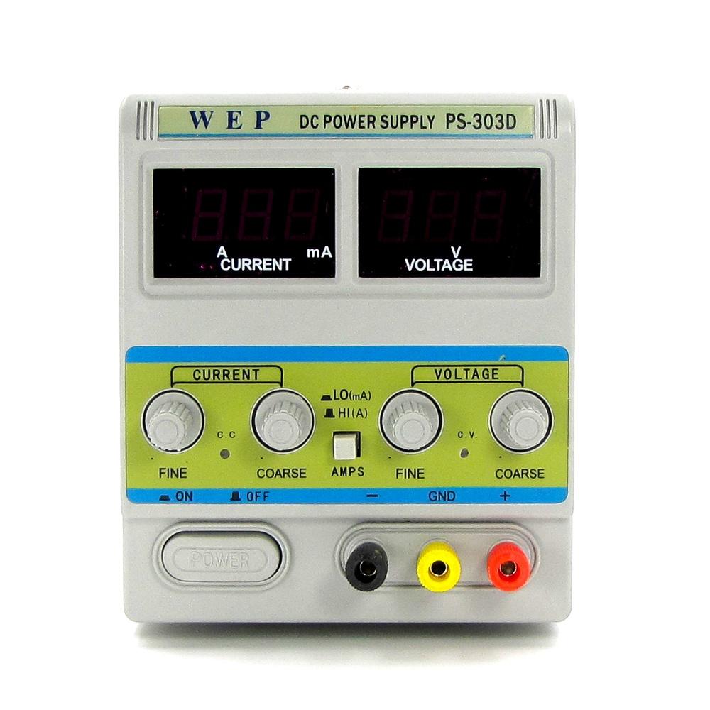 Блок питания WEP PS-303D с переключателем Hi (A)/Lo (mA) 30V, 3A, цифровая индикация | YUCA
